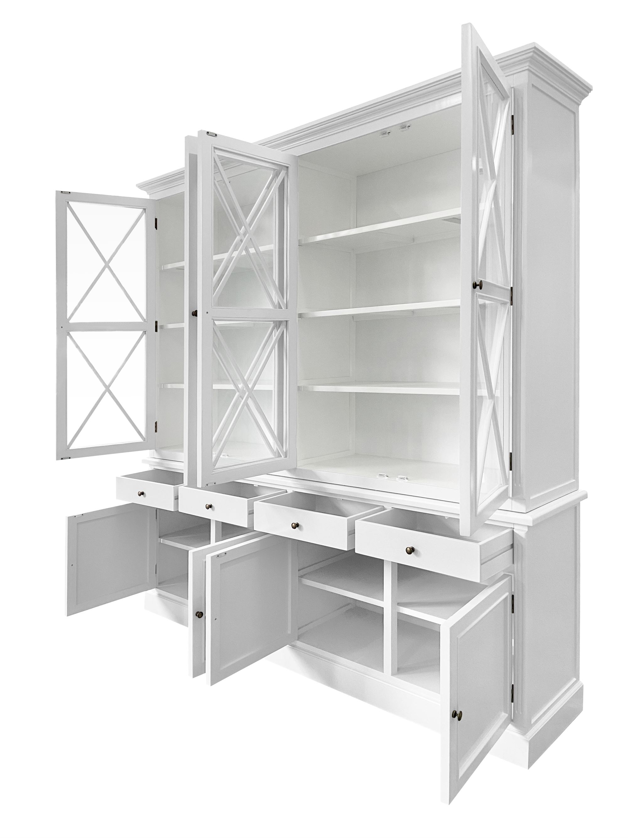 Alrø Vitrineskab - 210x200x44 cm - Hvid/Hvid